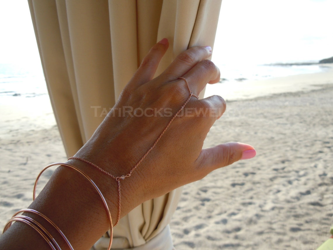 Roses Rose Gold Hand Chain Rose Gold Finger Bracelet Rose - Etsy