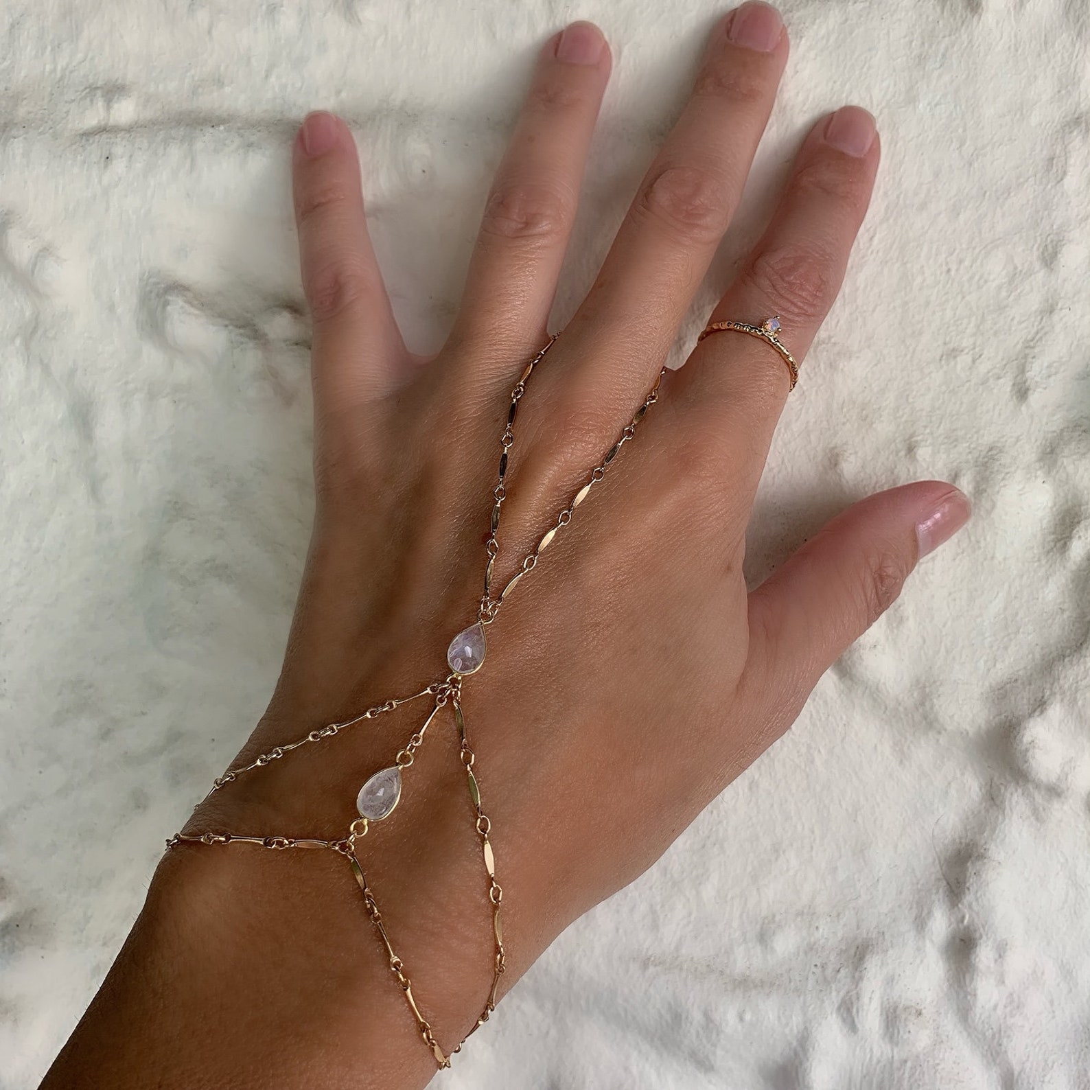 Glowing Moonstone Bracelet Moonstone Hand Chain Moonstone | Etsy