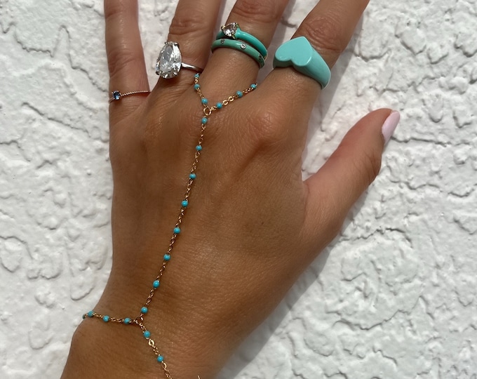 Misty Enameled Hand Chain, Boho Hand Chain, Slave Bracelet, Festival ...