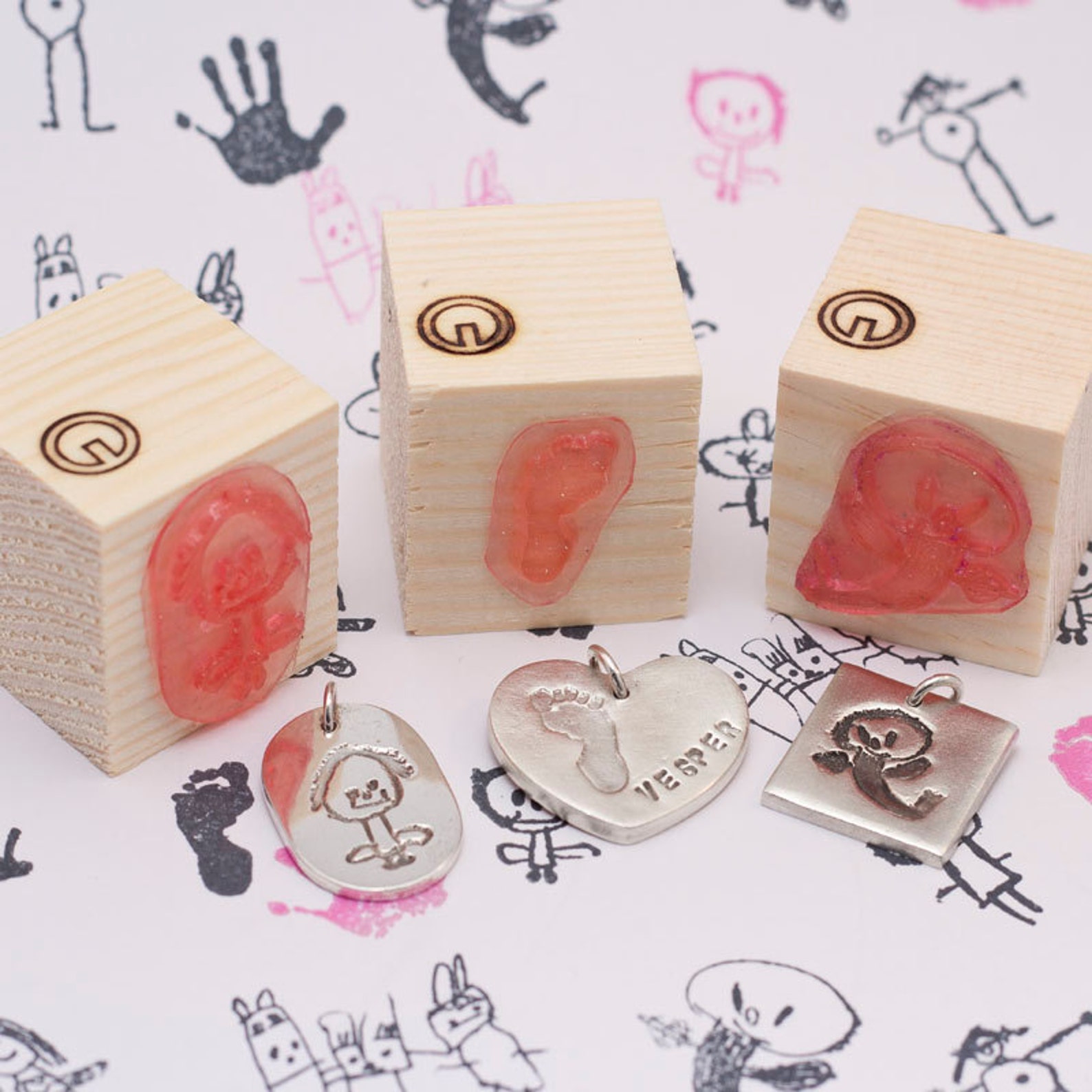 Silver Charm Drawing Doodles Pendant Kids Jewelry Silver Drawing Doodle ...