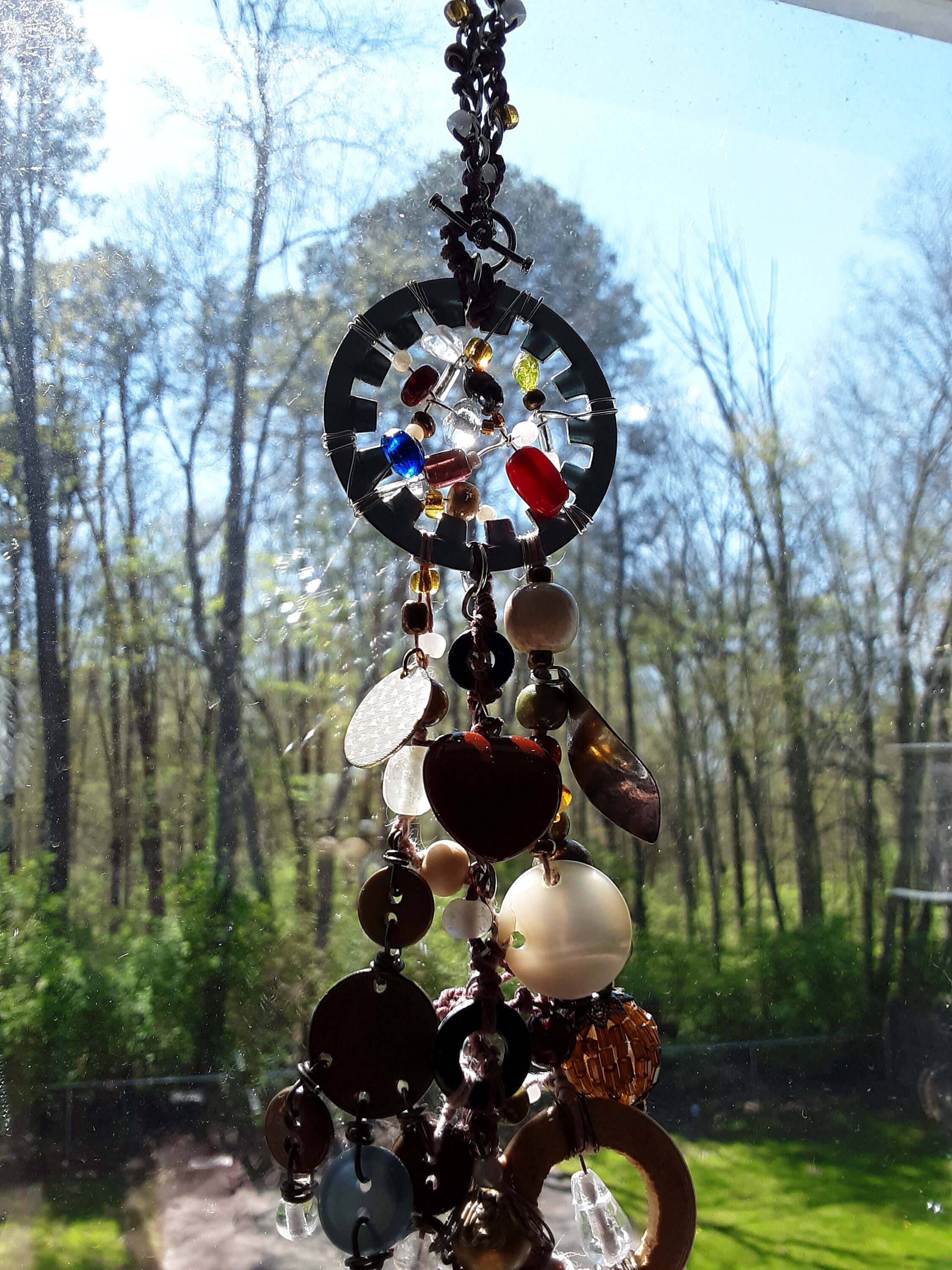 Recycled Repurposed Thread Spool Beaded Heart Leaf Charm | Etsy