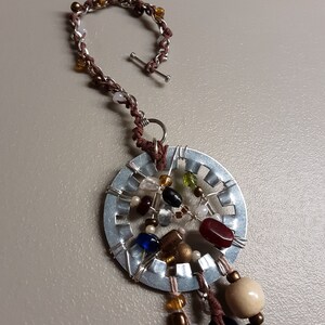 Recycled Repurposed Thread Spool Beaded Heart Leaf Charm Glass Teardrop ...