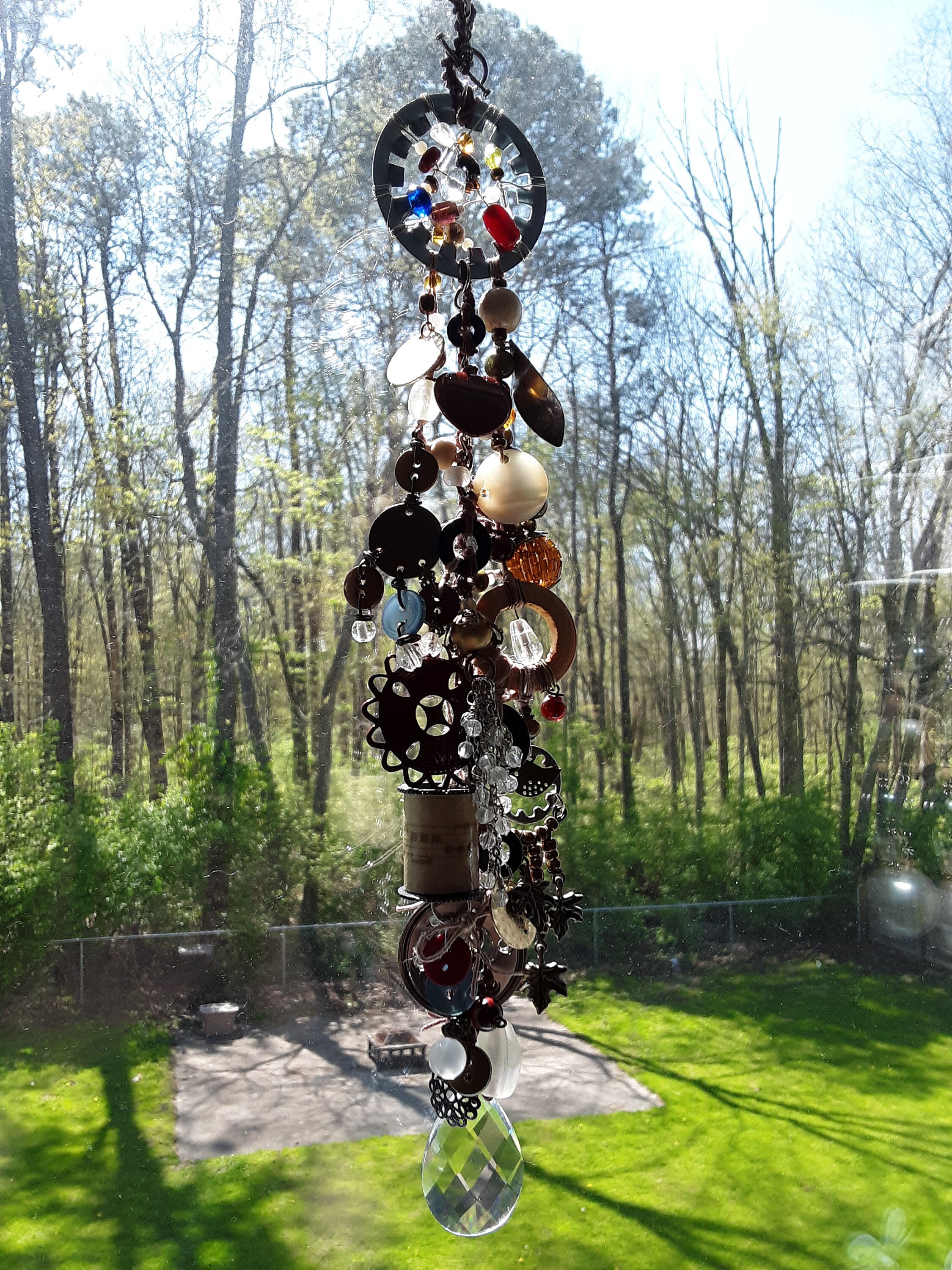 Recycled Repurposed Thread Spool Beaded Heart Leaf Charm | Etsy