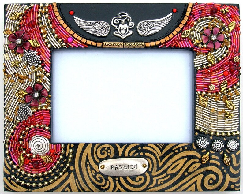 Passion Garden Beaded Wood Frame Photo Frame Painted - Etsy