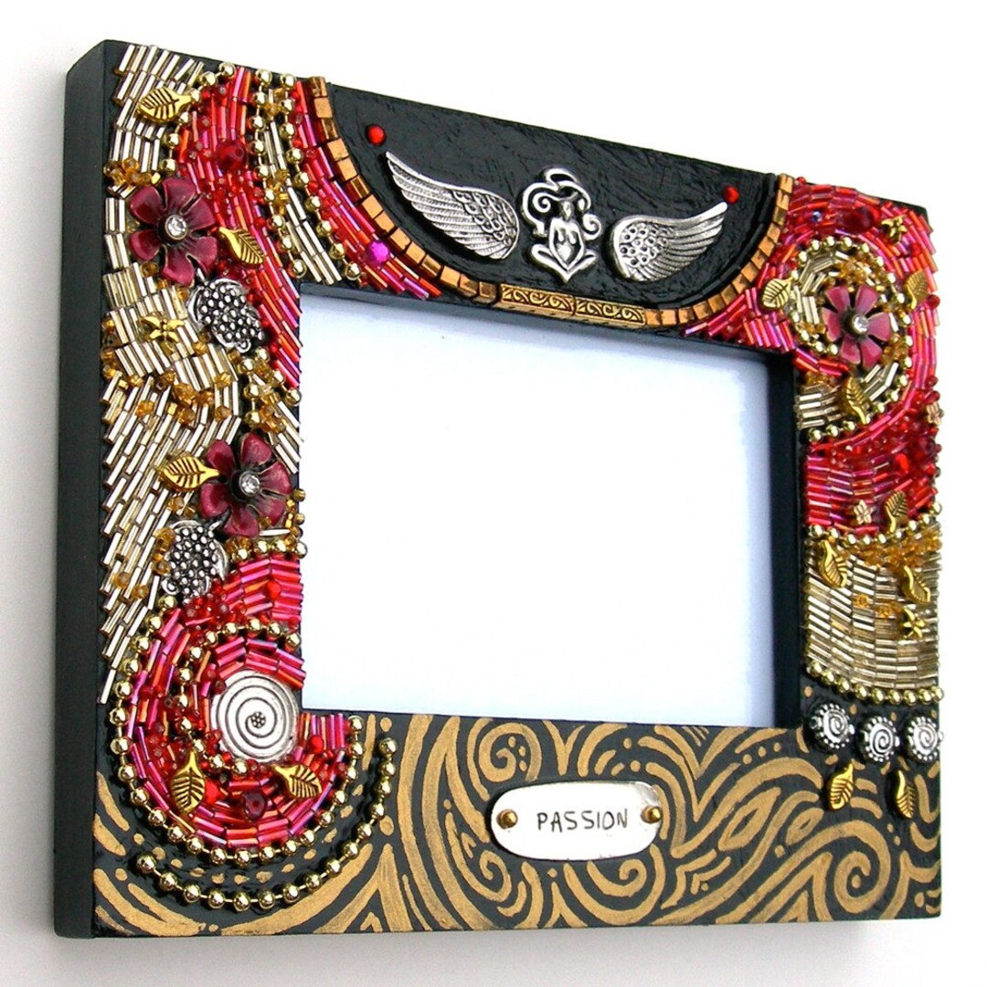 Passion Garden Beaded Wood Frame Photo Frame Painted - Etsy