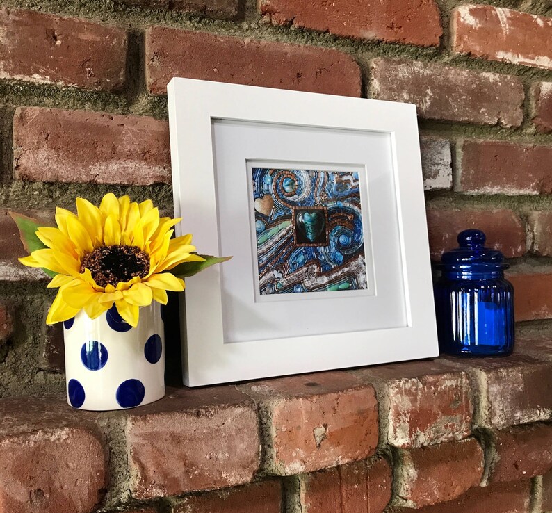 Ocean Heart Fine Art Print Framed 5x5 Inch beaded Mosaic Art, Wall Art ...