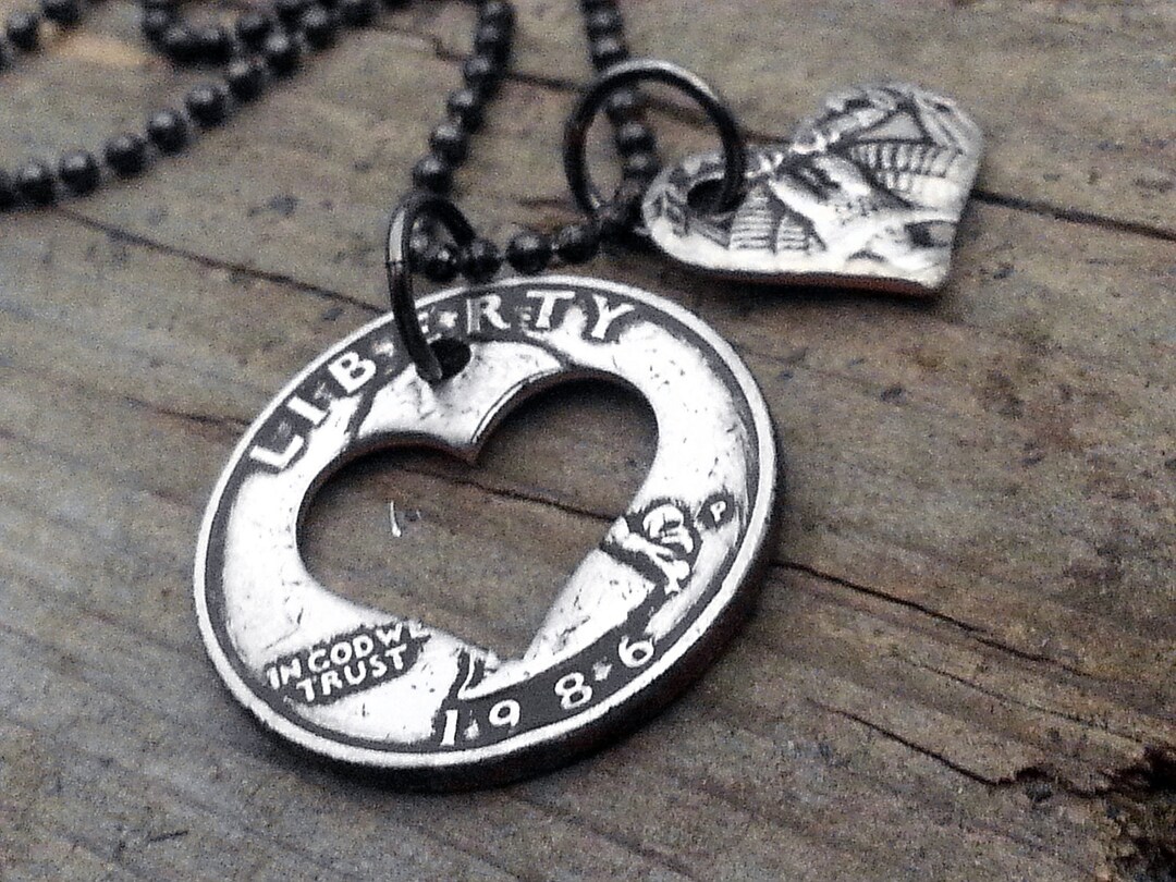 39th Birthday 1986 Quarter Heart Necklace 39th Birthday Gift 39th ...