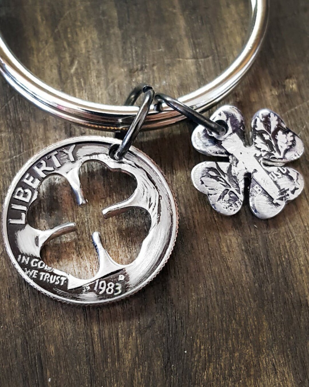 43rd Birthday 1983 Dime Four Leaf Clover Key Chain 43rd Anniversary St ...
