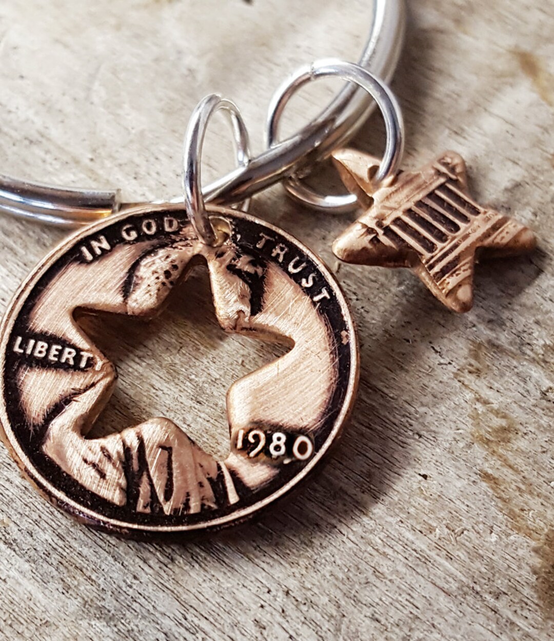 1980 44th Birthday Penny Star Key Chain 44th Anniversary 44th Birthday ...