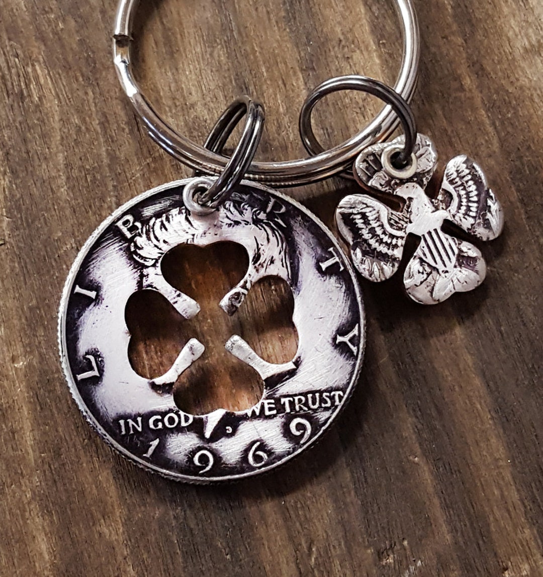 1969 57th Birthday Gift 57th Anniversary Silver Four Leaf Clover Key ...