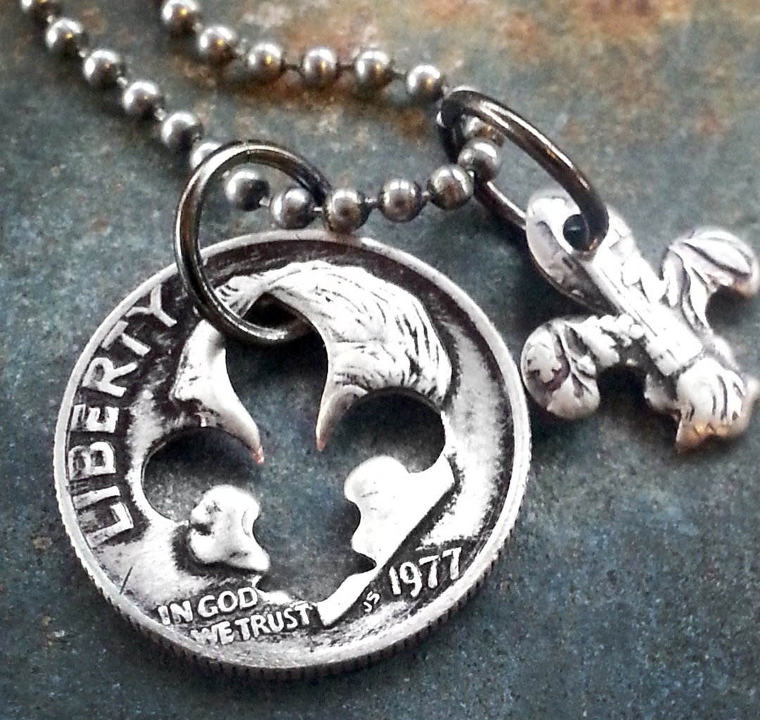 1977 48th Birthday Dime Fleur De Lis Necklace 48th Anniversary 48th ...