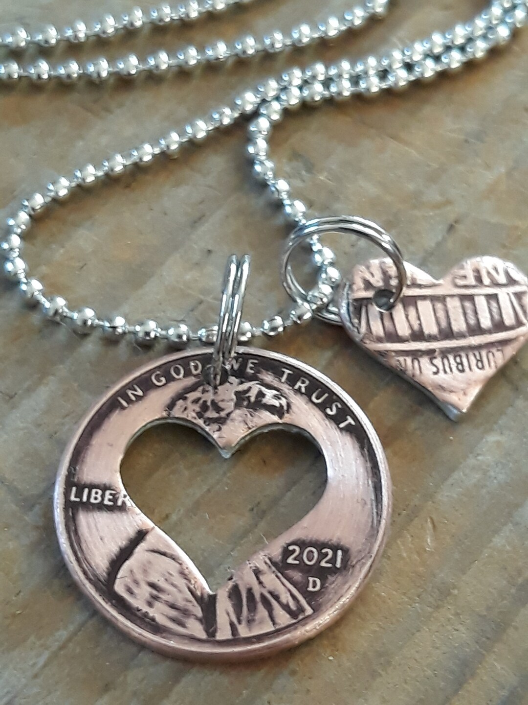 2021 Lucky Penny Heart Necklace 4th Anniversary Gift Best Friend Gift ...