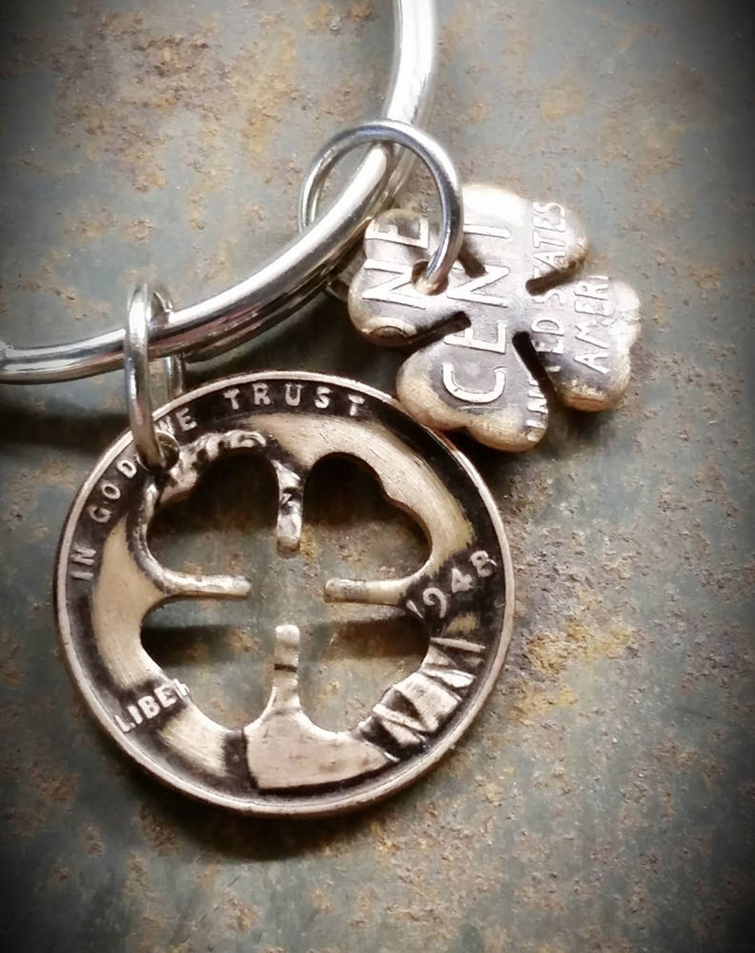 75th Birthday 1948 Lucky Penny Four Leaf Clover Key Chain St Patricks ...