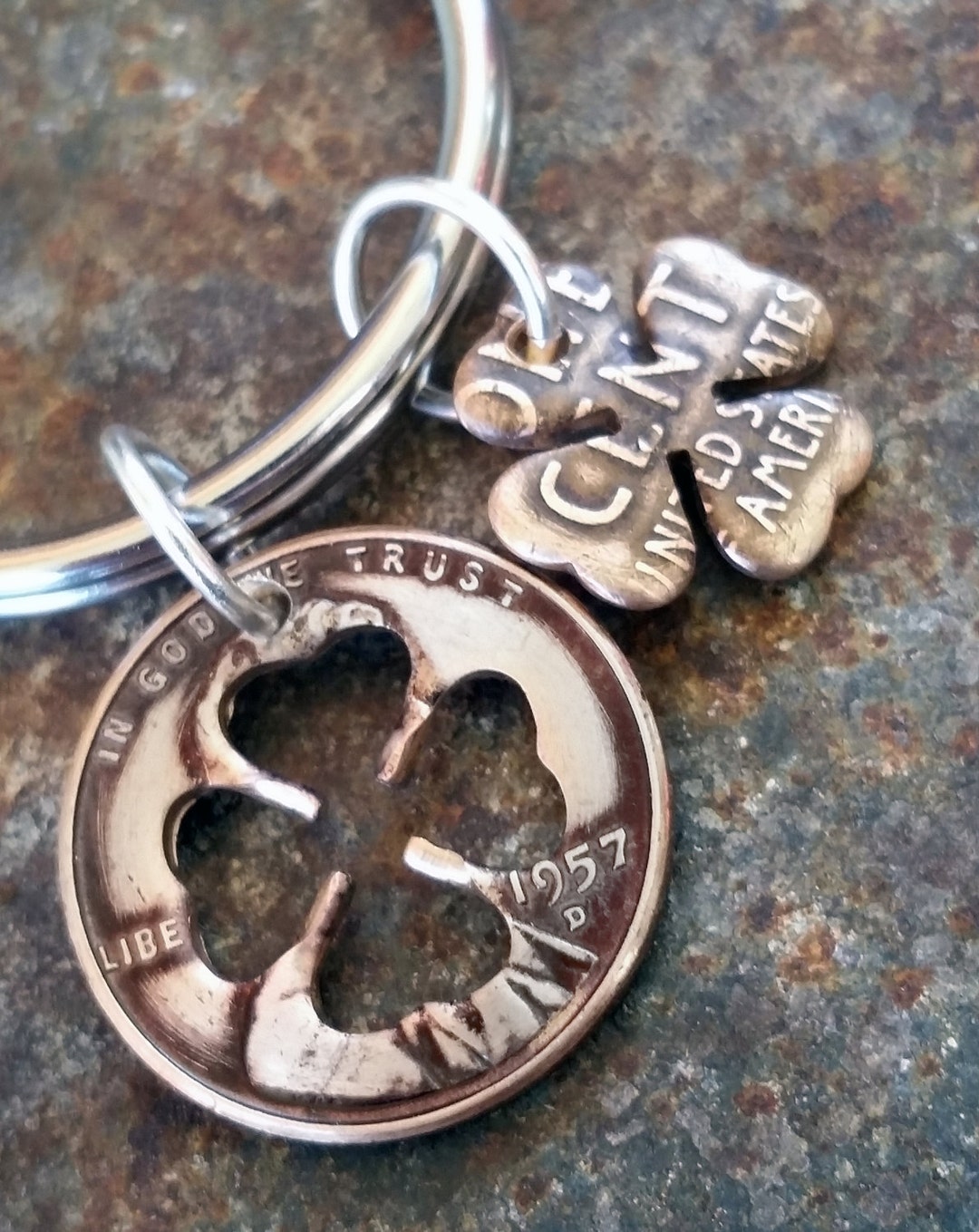68th Birthday 1957 Lucky Penny Four Leaf Clover Keychain 68th ...