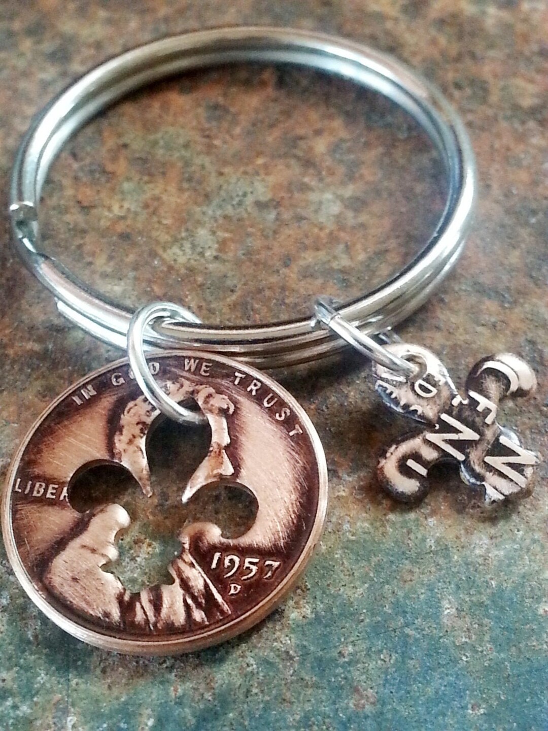 67th Birthday 1957 Penny Fleur De Lis Key Chain 67th Birthday Gift ...
