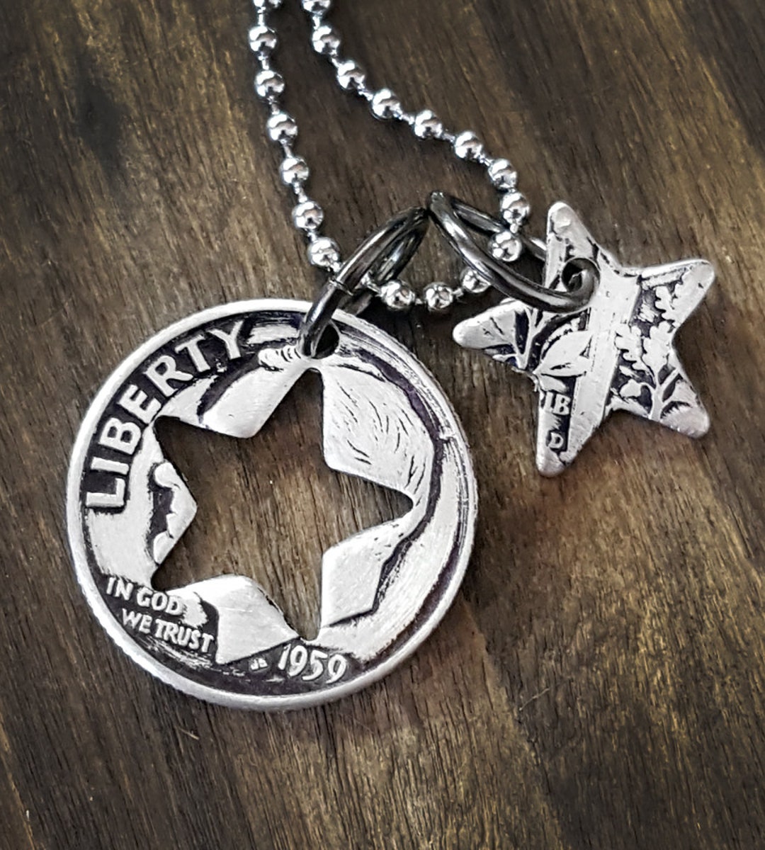 64th Birthday 1960 Silver Dime Star Necklace 64th Birthday Gift 64th ...