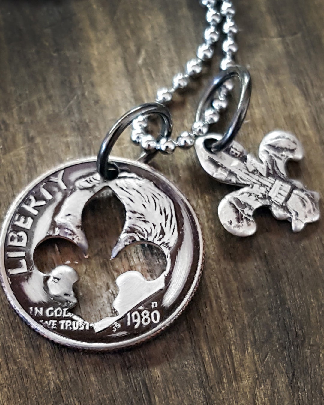 1980 46th Birthday Dime Fleur De Lis Necklace 46th Anniversary 46th ...