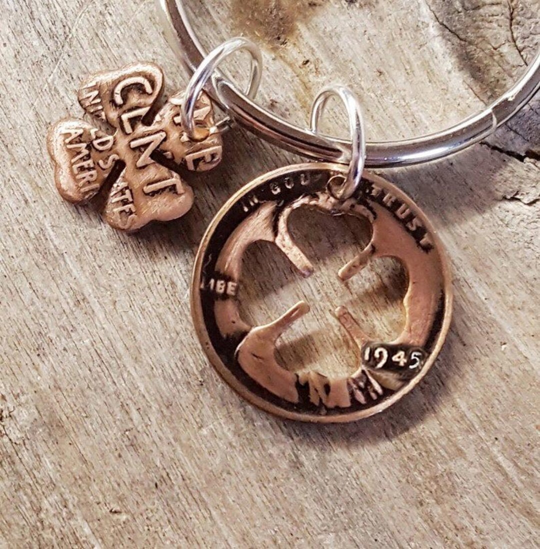 80th Birthday Gift 1945 Lucky Penny Four Leaf Clover Key Chain St ...