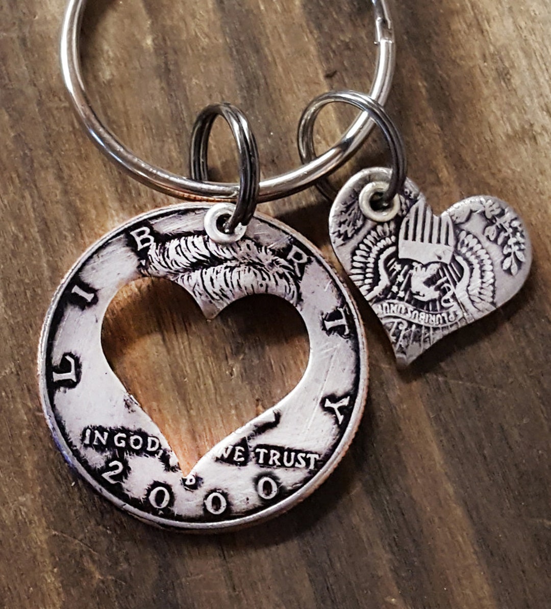 Personalized Father's Day Gift Heart Shaped Key Chain Handcrafted From ...