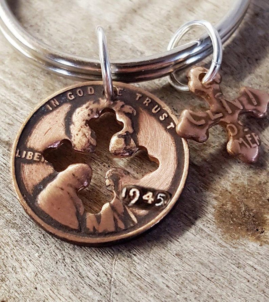 80th Birthday 1945 Penny Cross Key Chain 80th Birthday Gift Mother's ...