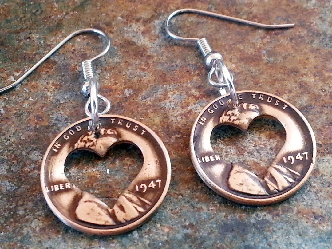 78th Birthday 1947 Penny Heart Earrings 78th Anniversary 78th Birthday ...