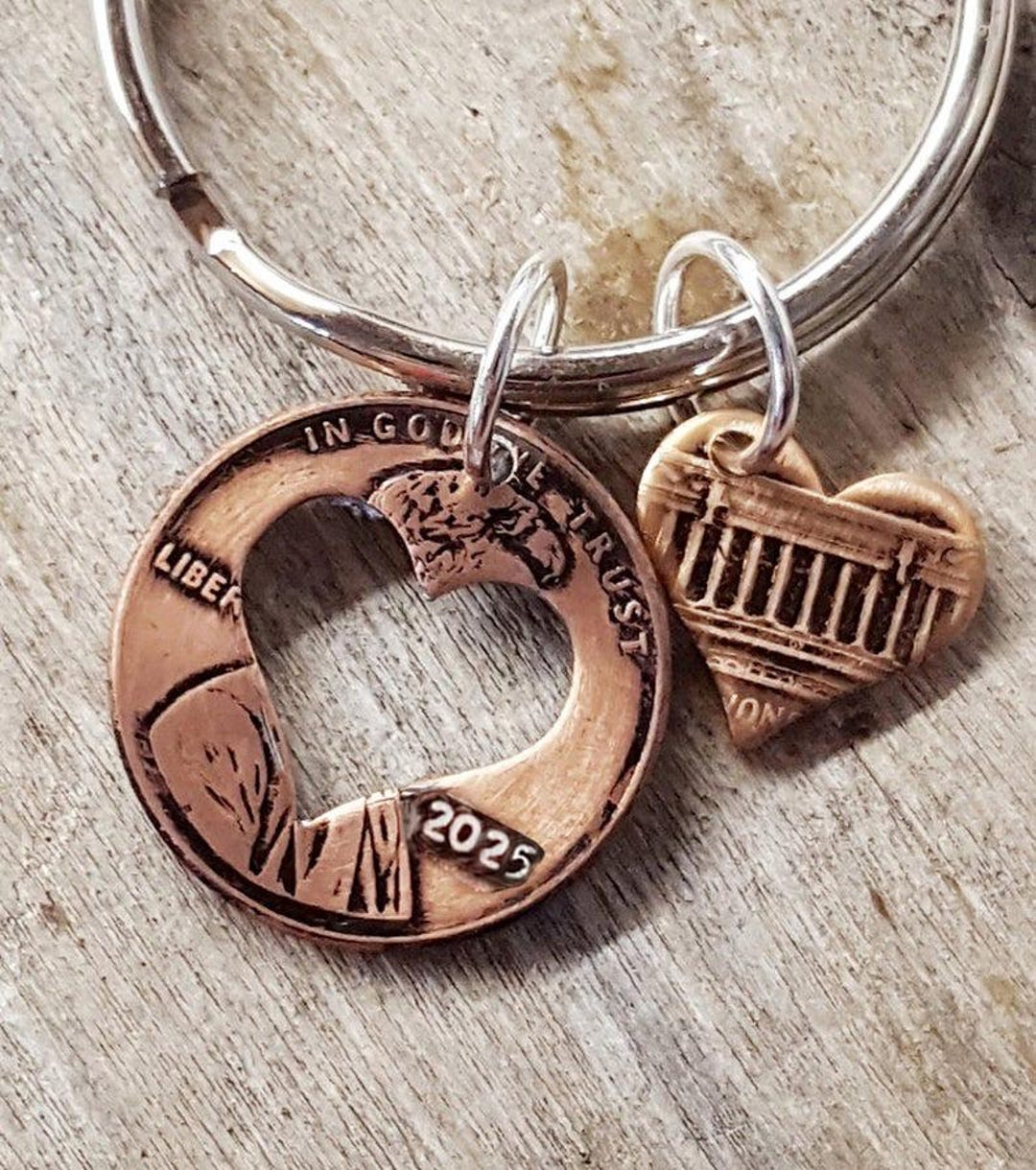 2025 Lucky Penny Heart Keychain Anniversary Gift Coin Jewelry Made From ...