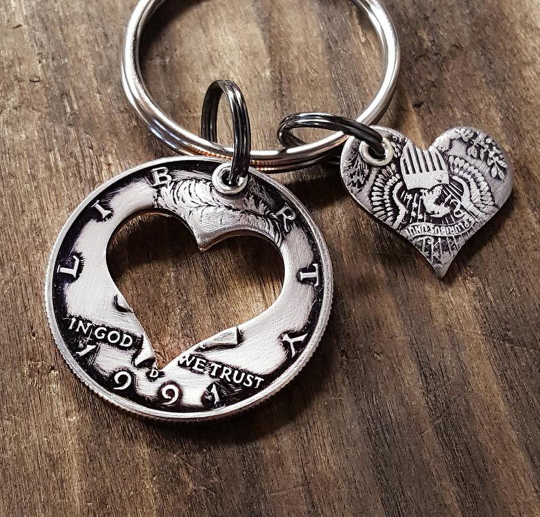 Personalized Mother's Day Gift Heart Shaped Key Chain Made From a U.S ...