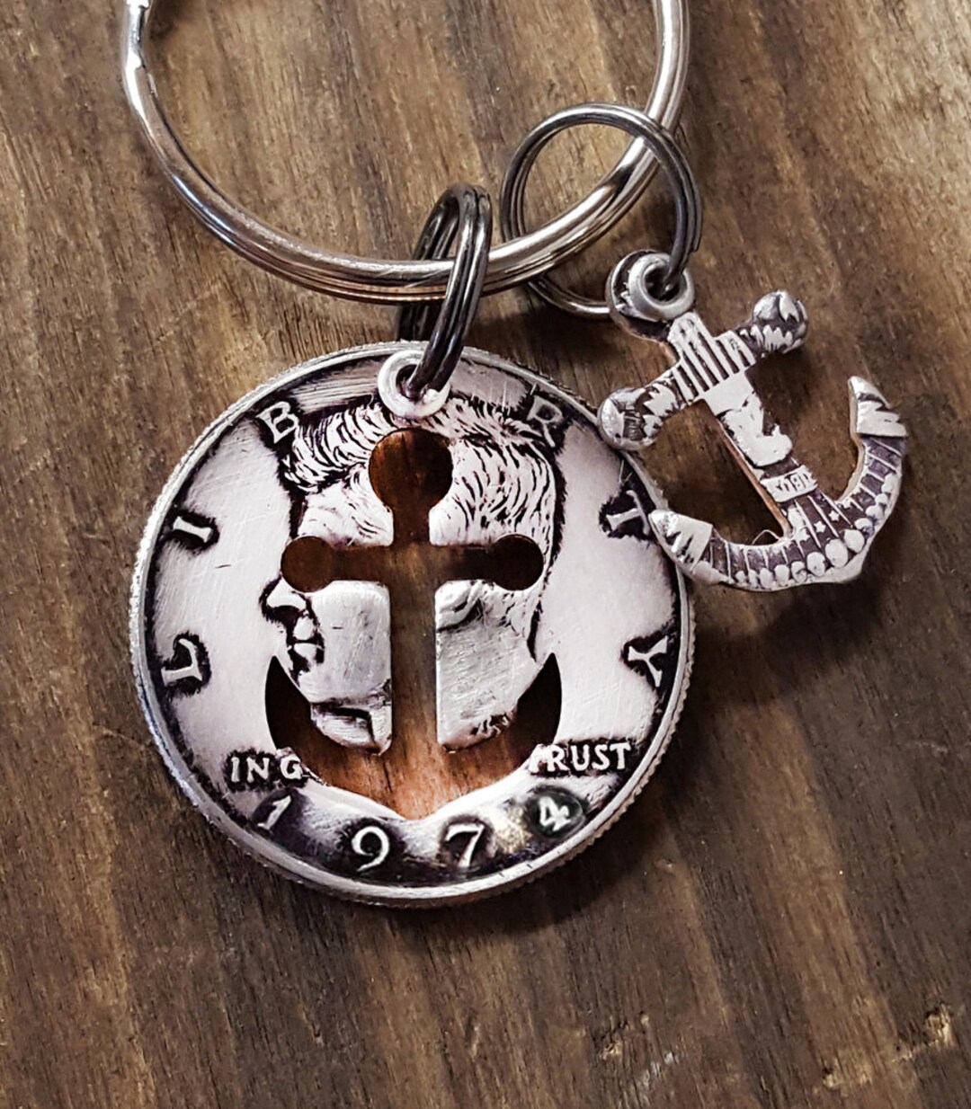 50th Birthday 1974 Anchor Keychain 50th Birthday Nautical Gift 50th ...