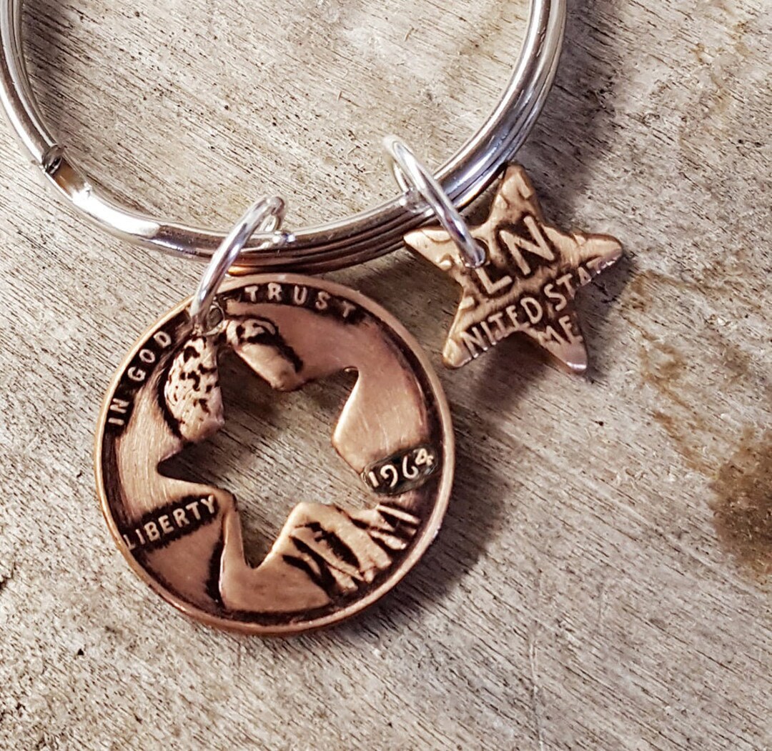1964 60th Birthday Penny Star Key Chain 60th Anniversary 60th Birthday ...