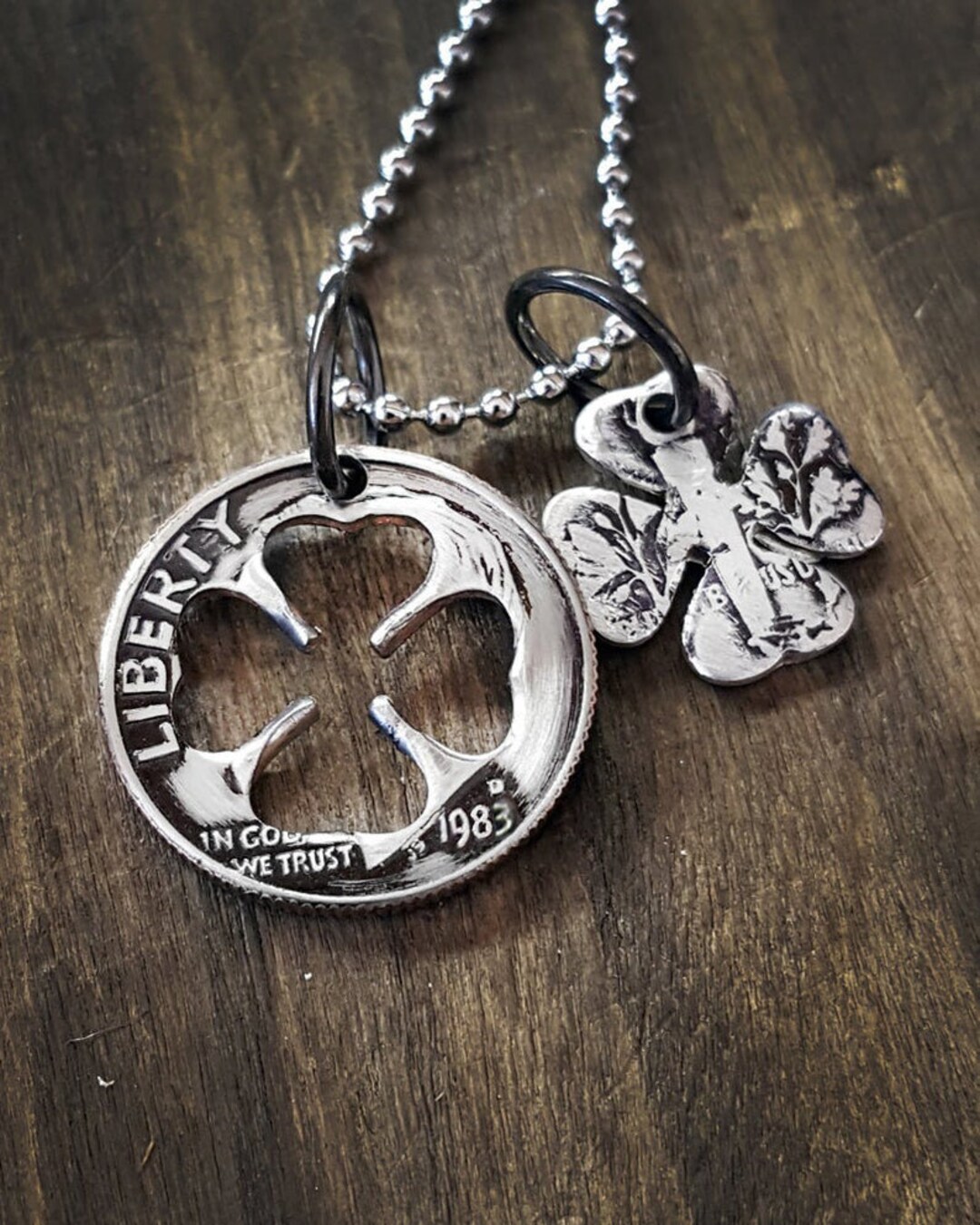 1983 42nd Birthday Dime Four Leaf Clover Necklace 42nd Anniversary St ...