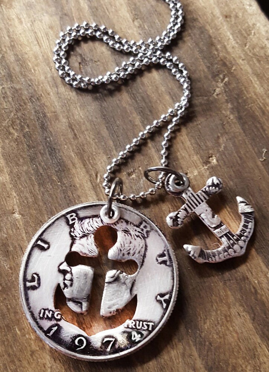 1974 50th Birthday Anchor Half Dollar Necklace 50th Anniversary 50th ...