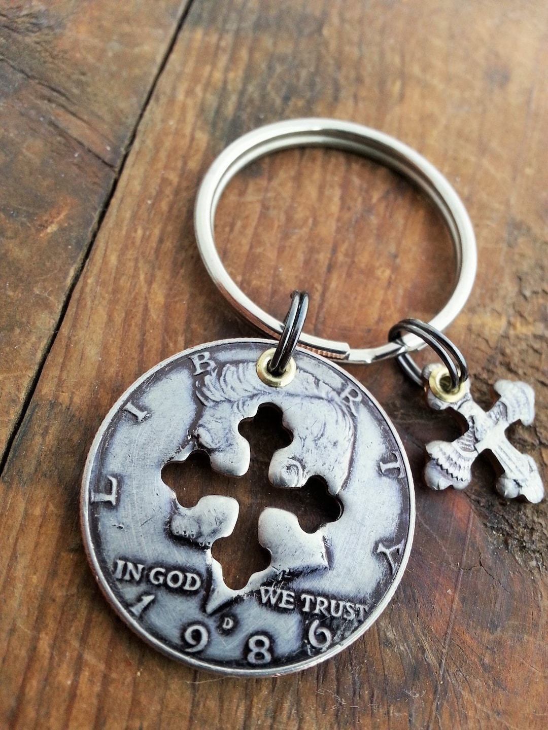 38th-1986 Cross Half Dollar Key Chain 38th Birthday 38th Anniversary ...