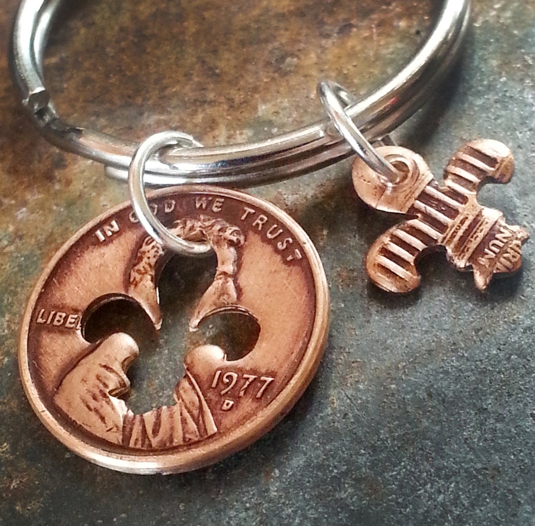 1977 48th Birthday Penny Fleur De Lis Key Chain 48th Anniversary 48th ...