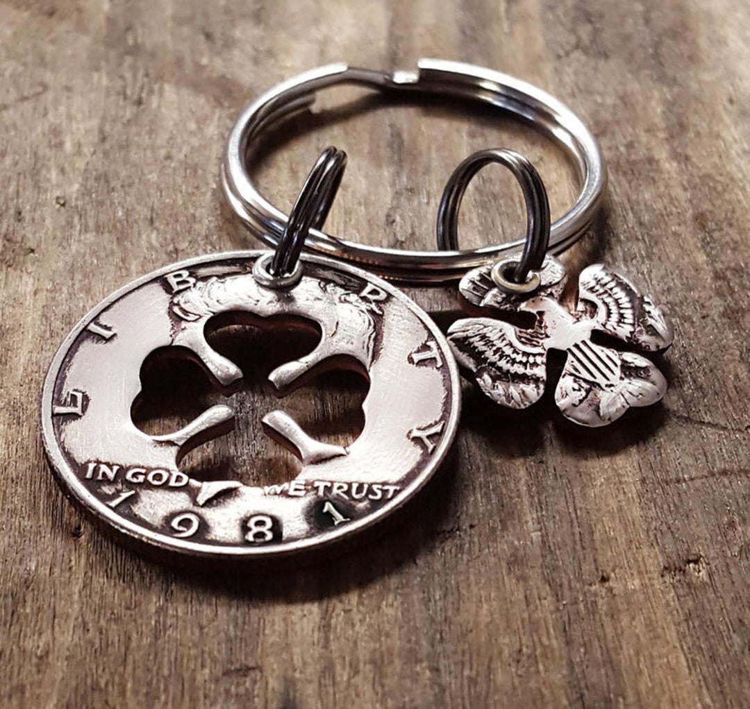 1981 43rd Birthday Gift 43rd Anniversary Four Leaf Clover Key Chain ...