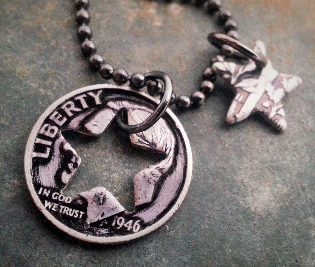 80th Birthday Gift 1946 Silver Dime Star Necklace 80th Anniversary Coin ...