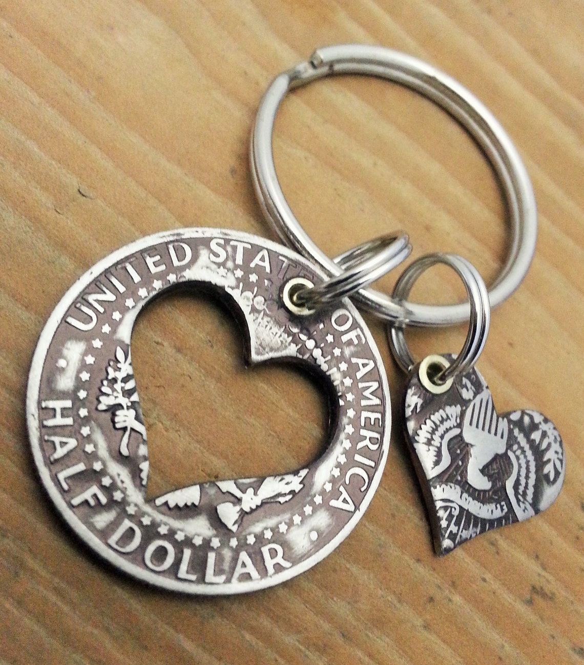 Personalized Father's Day Gift Heart Shaped Key Chain Handcrafted From ...