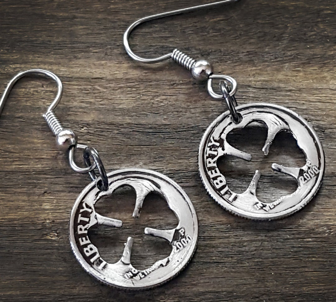 25th Birthday 2000 Lucky Dime Four Leaf Clover Earrings 25th ...