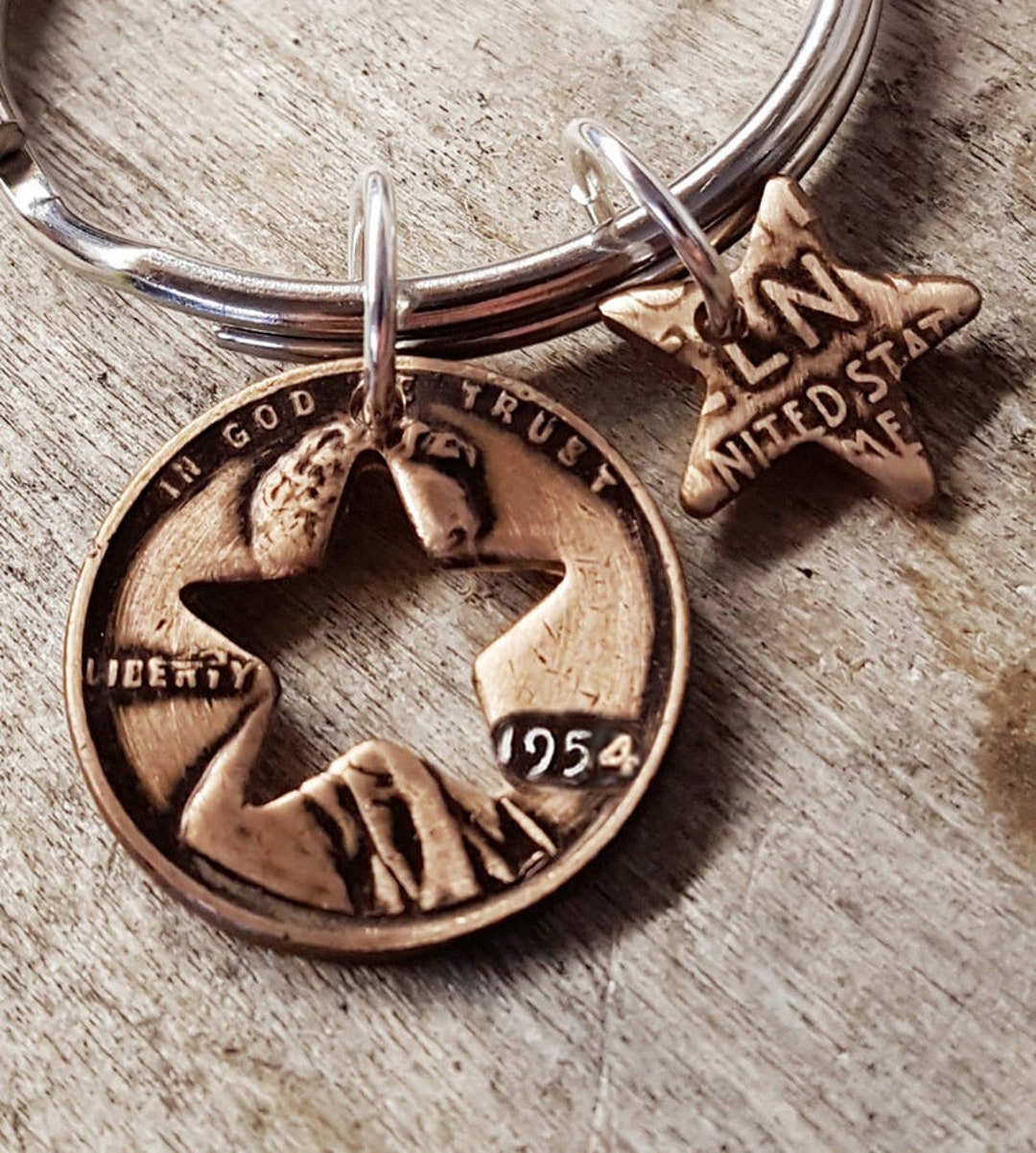 70th Birthday 1954 Penny Star Keychain 70th Birthday Gift 70th ...