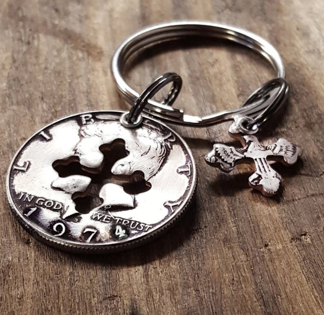 50th Birthday 1974 Cross Keychain 50th Anniversary 50th Birthday Gift ...