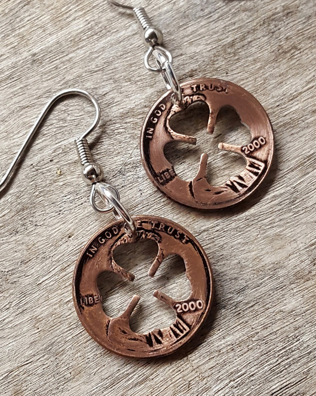 2000 25th Birthday Lucky Penny Four Leaf Clover Earrings 25th ...