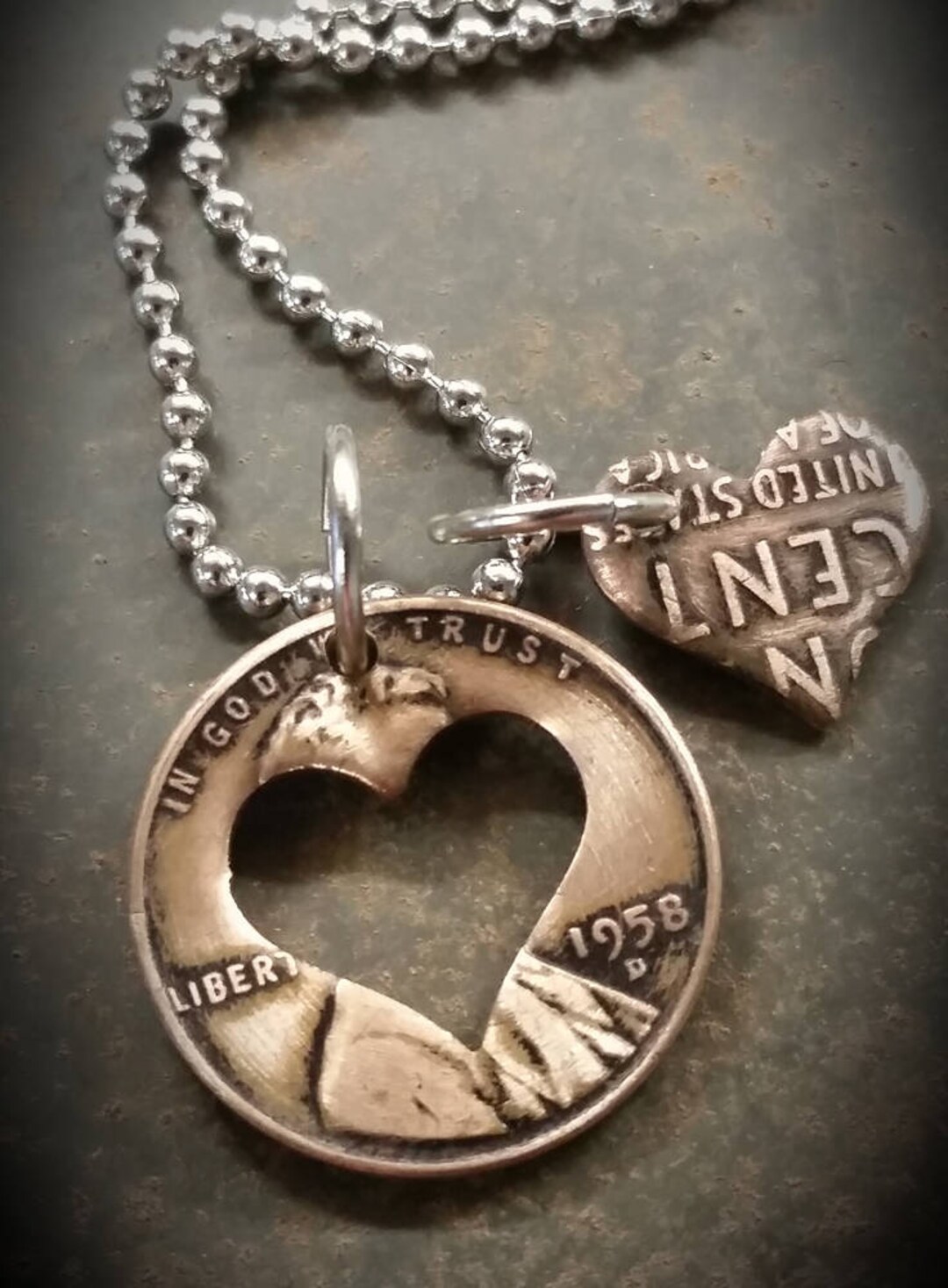 66th Birthday 1958 Penny Heart Necklace 66th Anniversary 66th Birthday ...