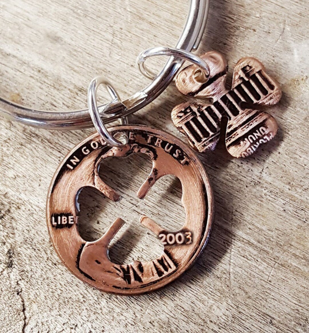 21st Birthday 2003 Lucky Penny Four Leaf Clover Keychain 21st ...
