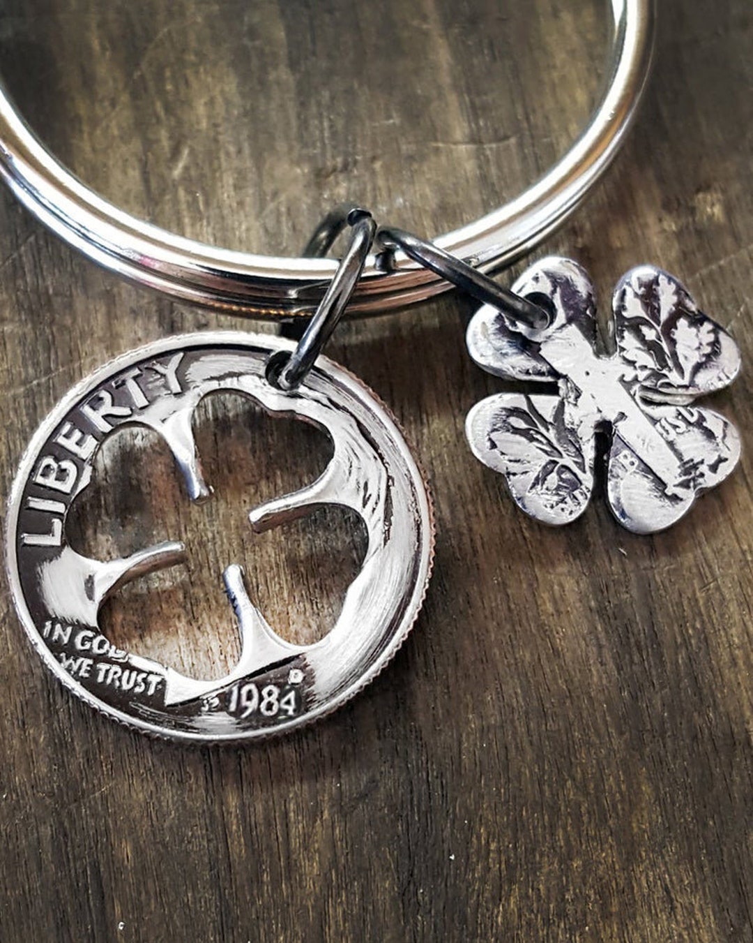 40th Birthday 1984 Dime Four Leaf Clover Key Chain 40th Anniversary St ...