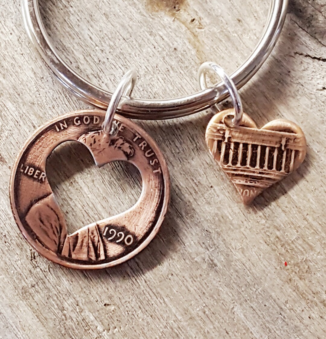 1990 36th Birthday Penny Heart Keychain 36th Anniversary 36th Birthday ...