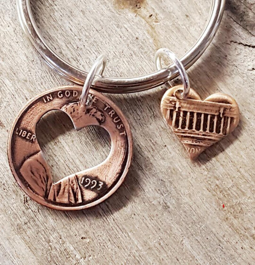 1993 32nd Birthday Penny Heart Keychain 32nd Anniversary 32nd Birthday ...