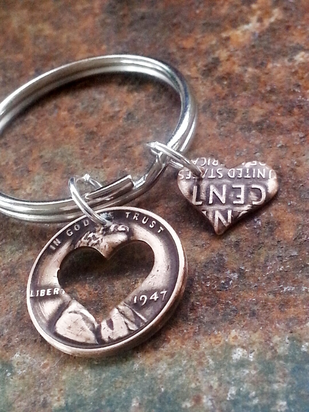79th Birthday 1947 Penny Heart Keychain 79th Birthday Gift Valentine's ...