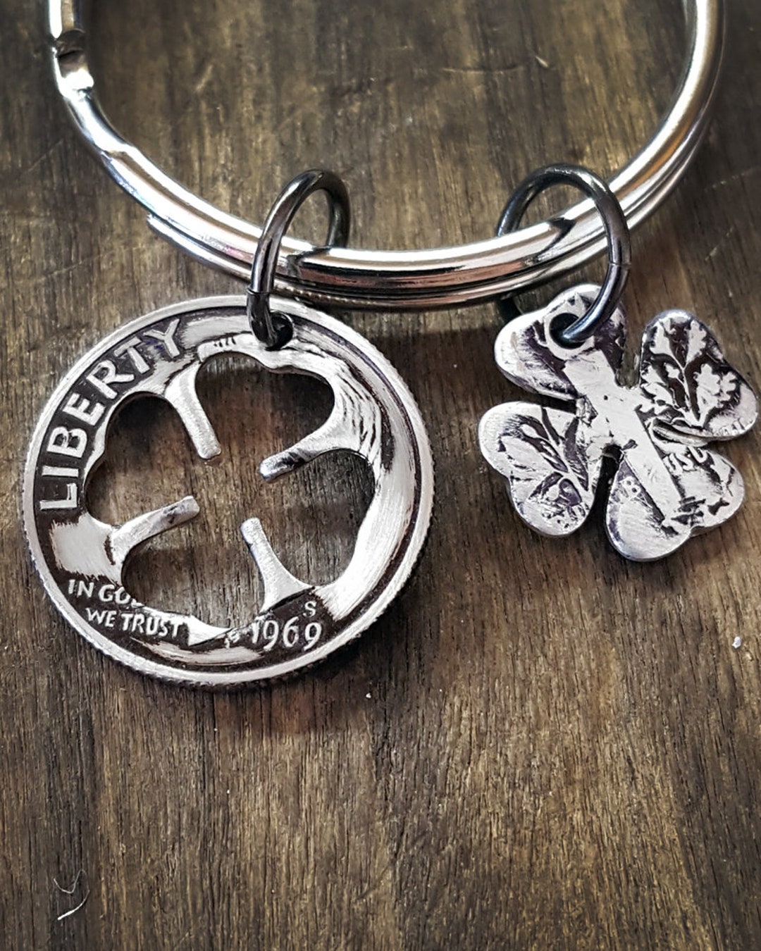 1969 56th Birthday Lucky Dime Four Leaf Clover Keychain 56th ...