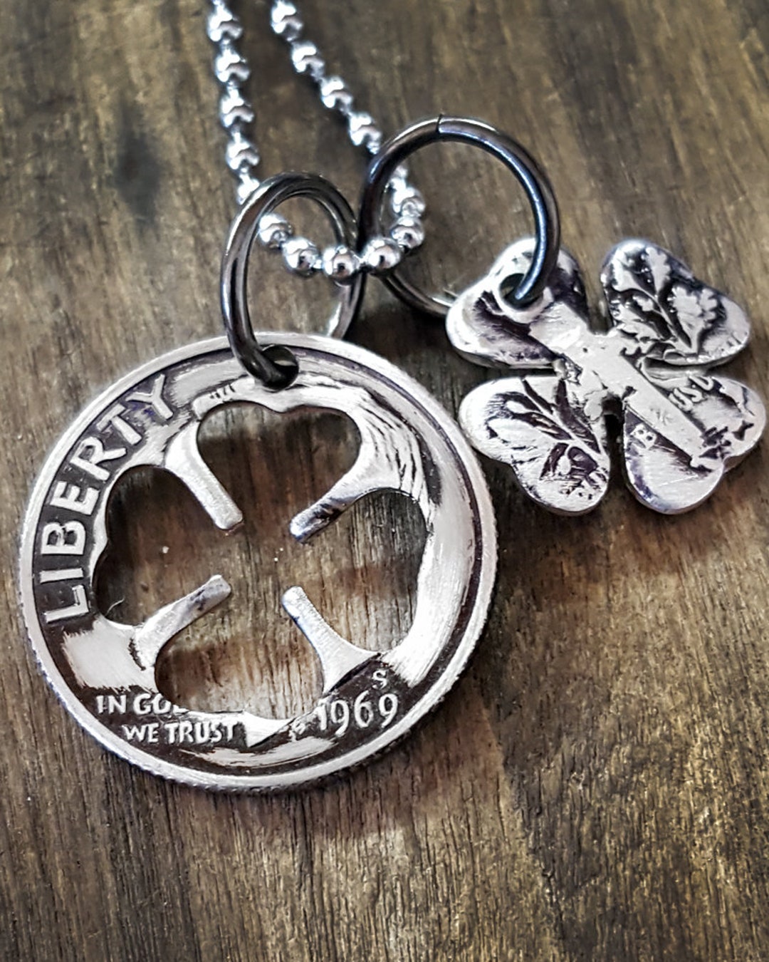 1969 57th Birthday Lucky Dime Four Leaf Clover Necklace 57th ...
