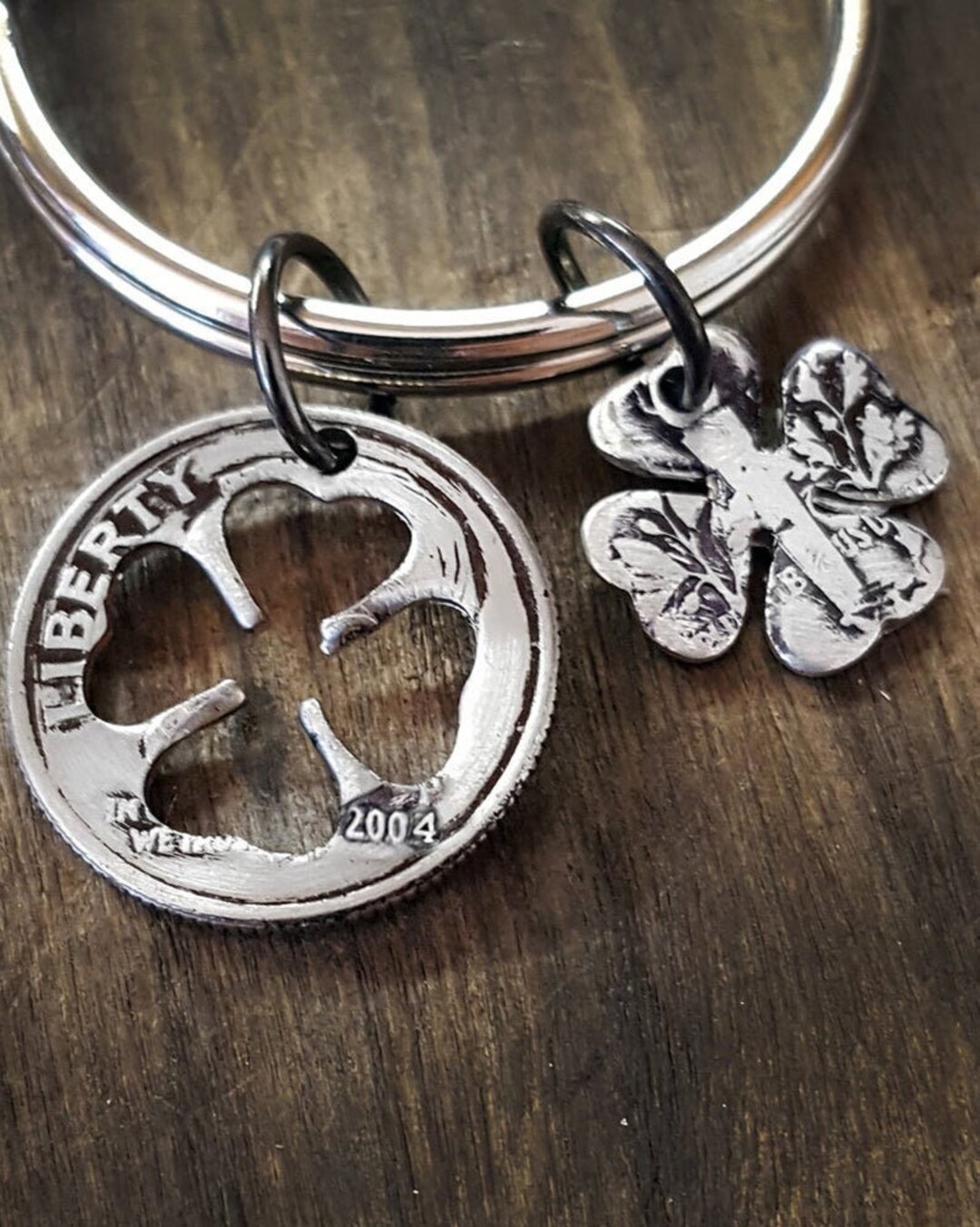 20th Birthday 2004 Lucky Dime Four Leaf Clover Keychain 20th ...