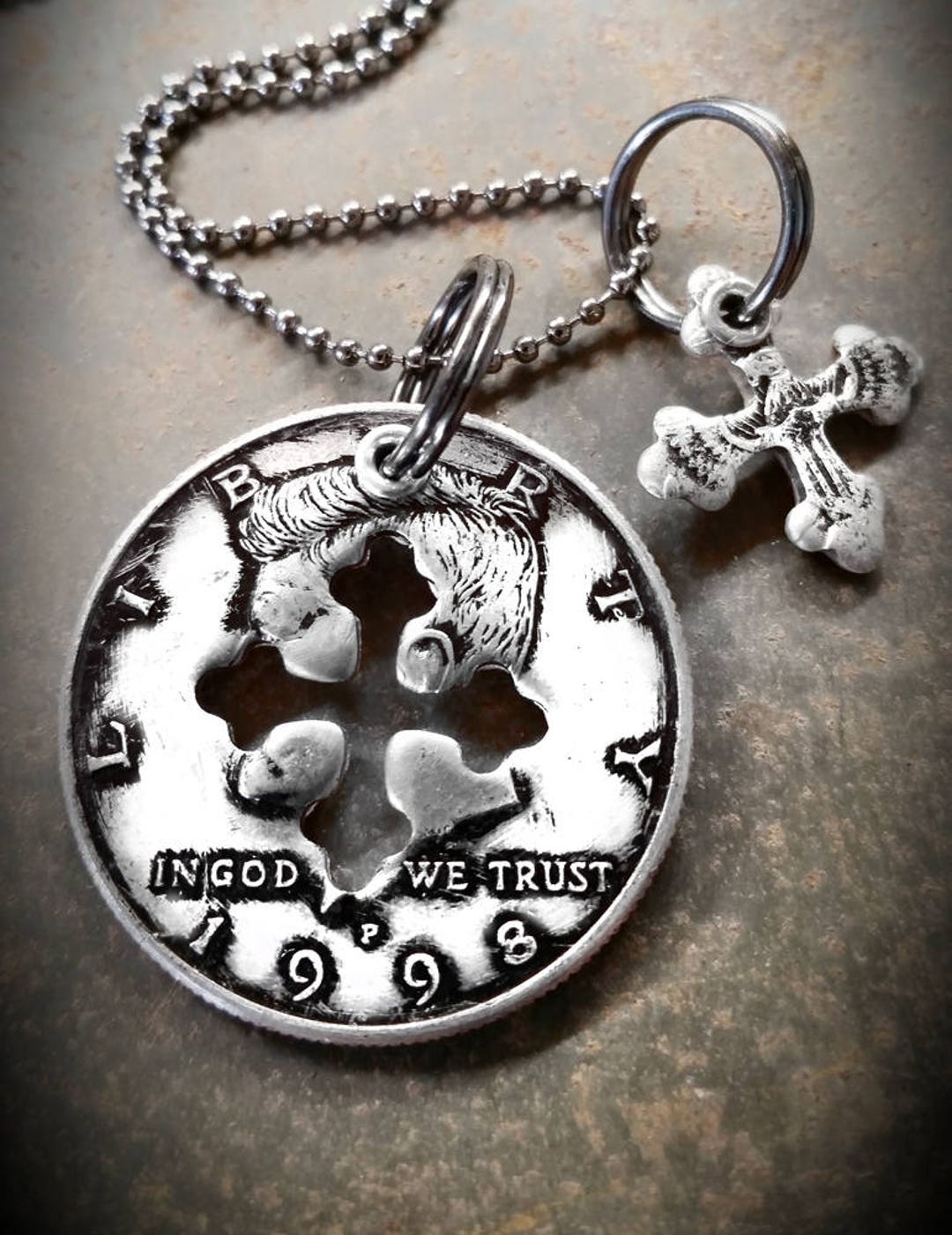 1998 26th Birthday Half Dollar Cross Necklace 26th Anniversary 26th ...